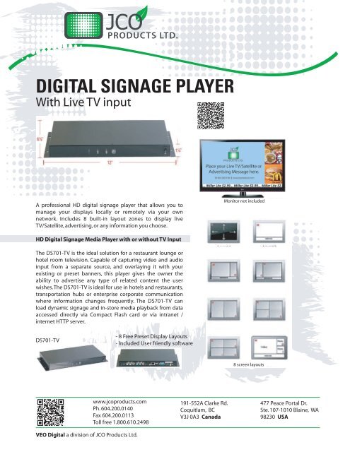 011 JCO HD Digital Signage Player DS701 01.ai - JCO Products