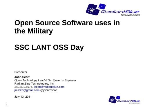 Open Source Software uses in the Military SSC LANT ... - Mil-OSS