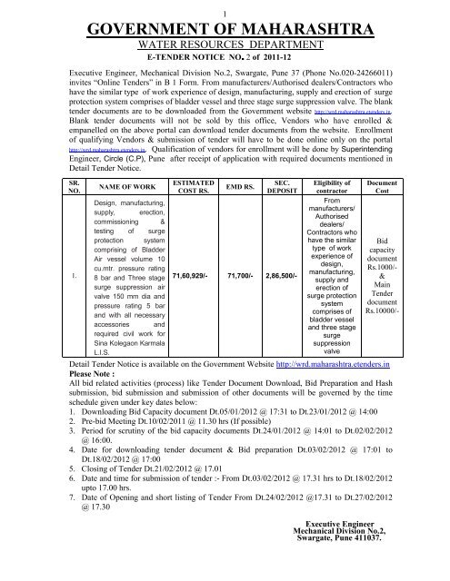 View Tender Document - e-Tendering