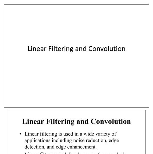 Linear Filtering and Convolution - KTH