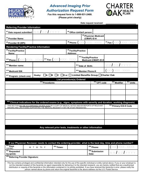 Advanced Imaging Prior Authorization Request Form Contact The