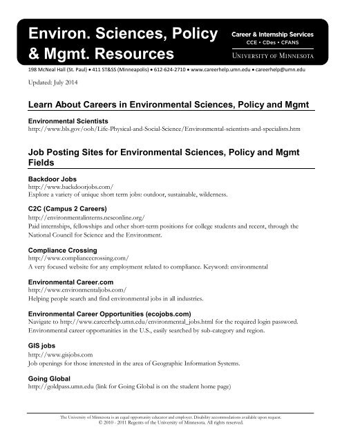 Additional Resources (pdf) - Career and Internship Services