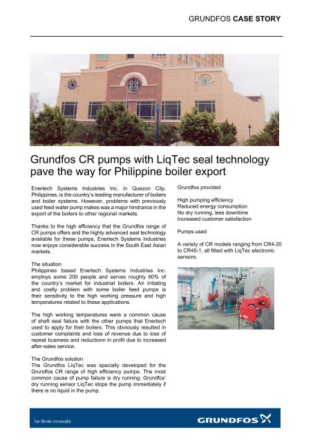 Grundfos CR pumps with LiqTec seal technology pave the way for ...