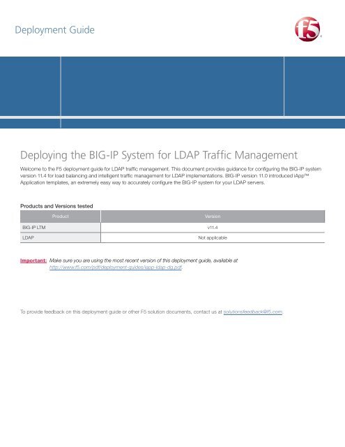 LDAP Traffic Management - F5 Networks