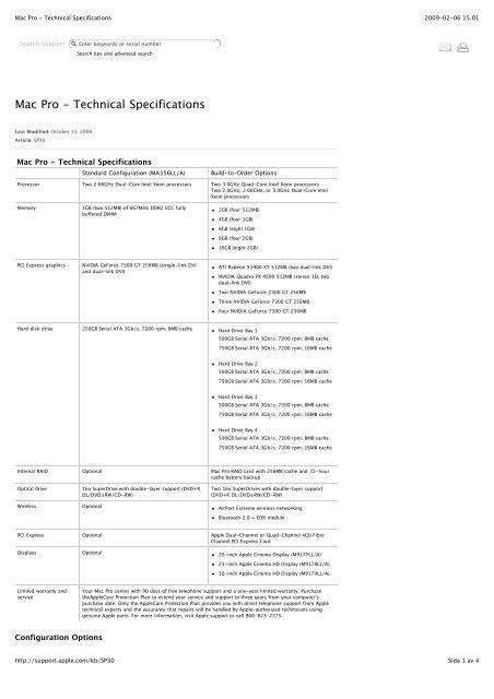Mac Pro - Technical Specifications