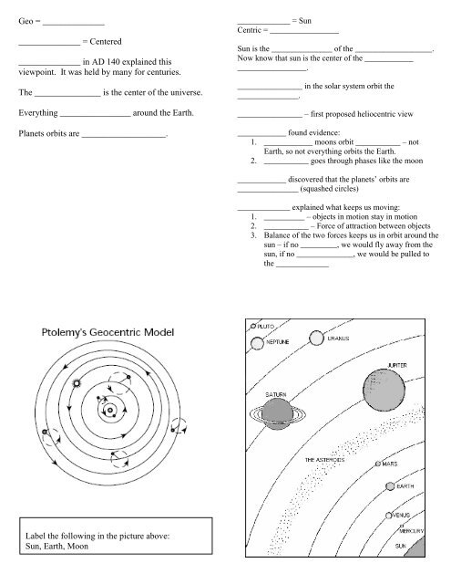 History of Astronomy foldable - Earth Science with Mrs. Wilson