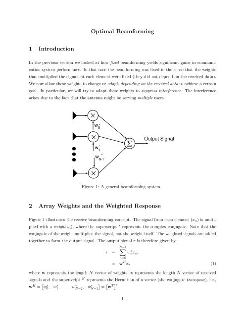 Optimal Beamforming 1 Introduction 2 Array Weights And The