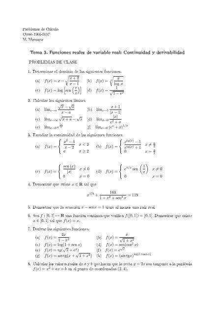 Tema 3. Funciones reales de variable real: Continuidad y ...