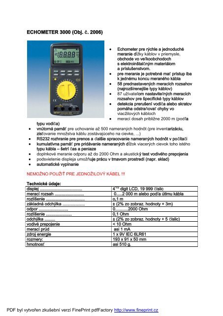 ECHOMETER 3000 (Obj. . 2006) - KALA elektro