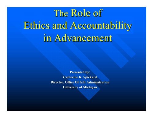 The Role of Ethics and Accountability in Advancement