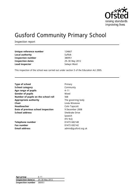 Ofsted Report - Gusford Primary School