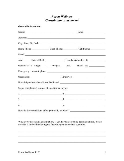Simple Printable Holistic Intake Form - Printable Forms Free Online Simple Printable Holistic Intake Form - Printable Forms Free Online