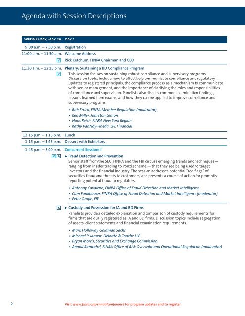 Annual Conference - Agenda with Session Descriptions - finra