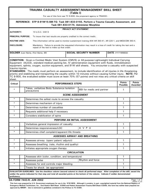 TRAUMA CASUALTY ASSESSMEN