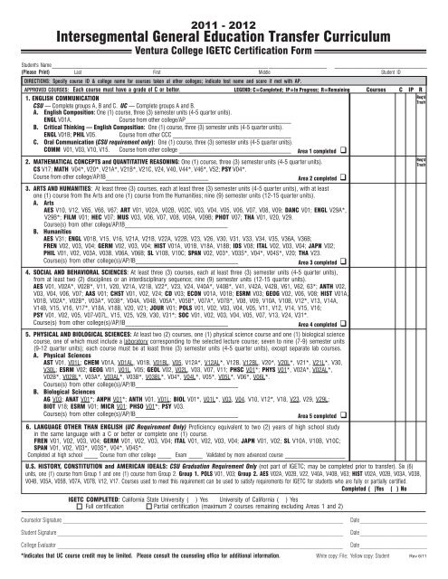 IGETC Cert Form2011-12.indd - Ventura College