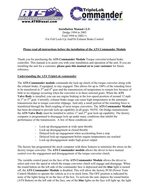 ATS TripleLok Commander - ATS Diesel Performance