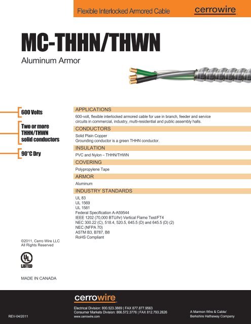 MC-THHN/THWN - Cerro Wire and Cable Company