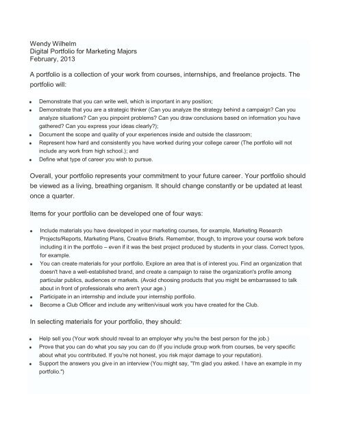 Digital Portfolio Instructions