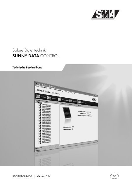 SUNNY DATA CONTROL - SMA Solar Technology AG