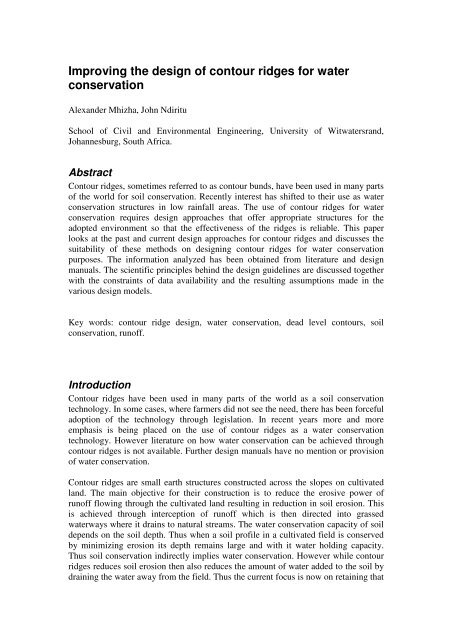 Improving the design of contour ridges for water ... - Waternet