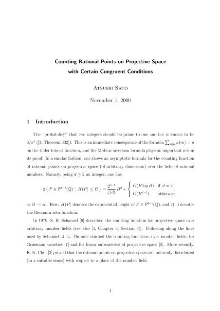 Counting Rational Points On Projective Space With Certain