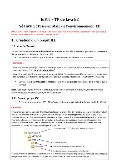 EISTI â TP de Java EE 1 : CrÃ©ation d'un projet JEE