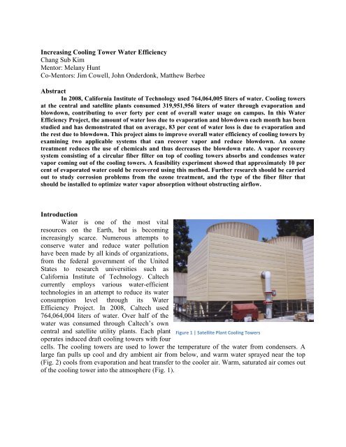 Increasing Cooling Tower Water Efficiency ... - Sustainability at Caltech