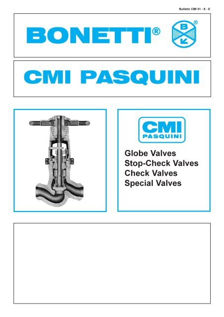 Bonetti CMI Pasquini Globe and Check Valves Catalogue