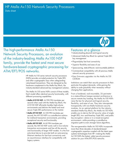 HP Atalla Ax150 Network Security Processors - Hewlett-Packard