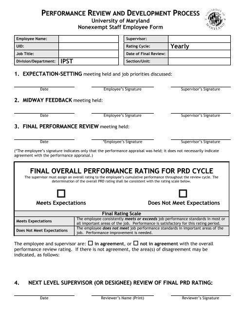 performance review and development process - University of Maryland