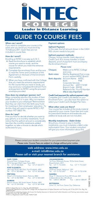 GUIDE TO COURSE FEES When