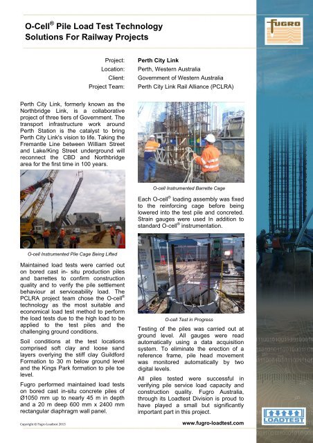 O-cells projects in Australia - Loadtest