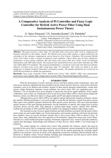 A Comparative Analysis Of Pi Controller And Fuzzy Logic Ijerd