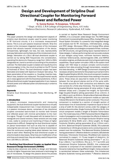 Design and Development of Stripline Dual Directional Coupler ... - iject