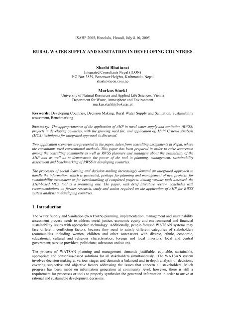 Rural Water Supply And Sanitation In Developing Countries