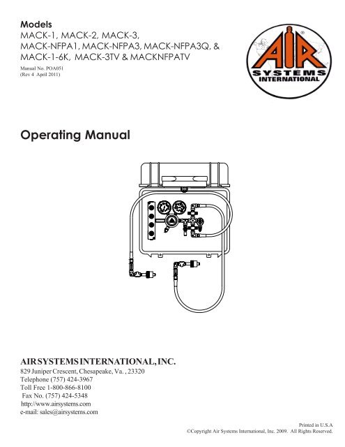 Operating Manual - Air Systems International