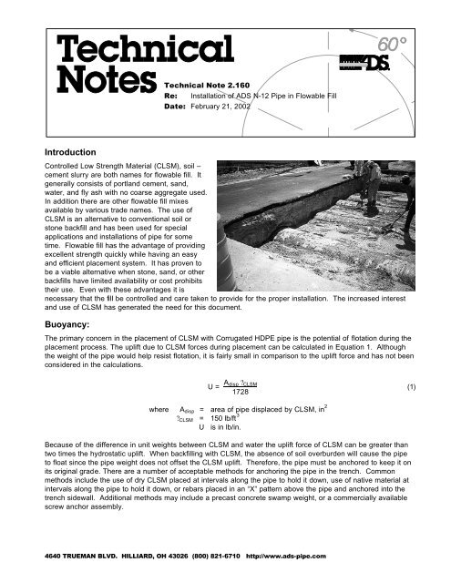 Installation of ADS N-12 Pipe in Flowable Fill