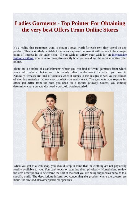 Ladies Garments - Top Pointer For Obtaining the very best Offers From ...