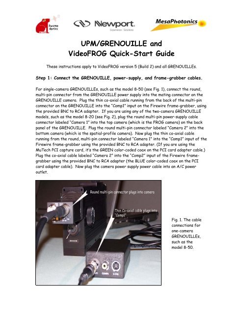 UPM/GRENOUILLE and VideoFROG Quick-Start ... - Swamp Optics