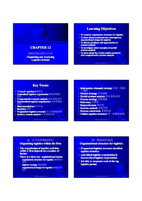 CHAPTER 1 CHAPTER 12 Learning Objectives Key Terms