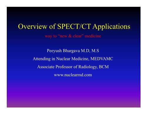 Overview of SPECT/CT Applications in Nuclear Medicine