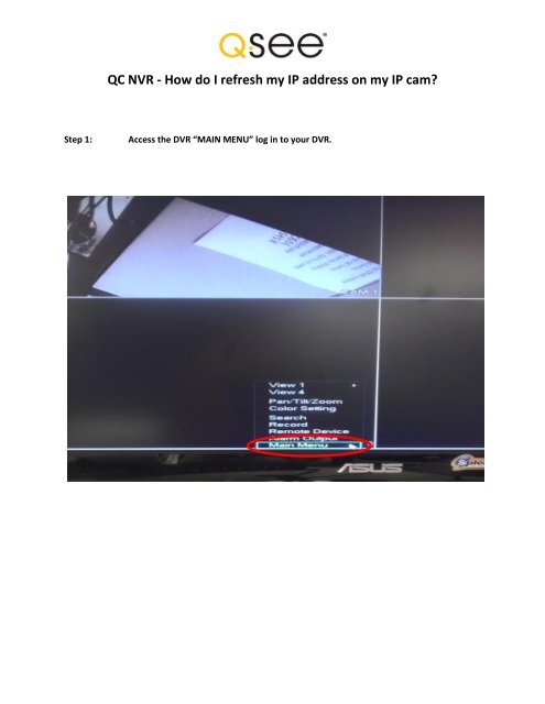 QC NVR - How do I refresh my IP address on my IP cam? - Q-See