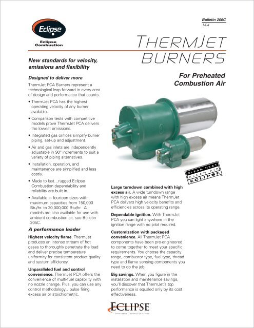 ECLIPSE THERMJET PCA BURNERS
