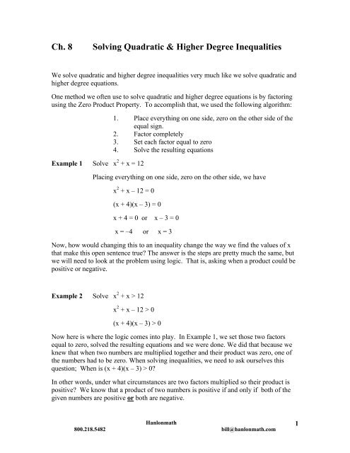 Solving Inequalities - Hanlon Math