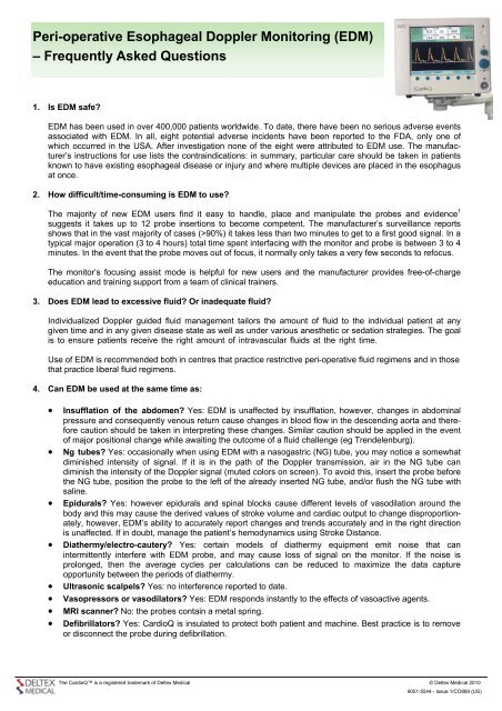 FAQs for the EDM - Deltex Medical