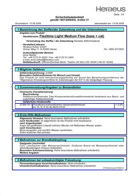 · Handelsname: Flexitime Light/ Medium Flow (base + ... - kleindental