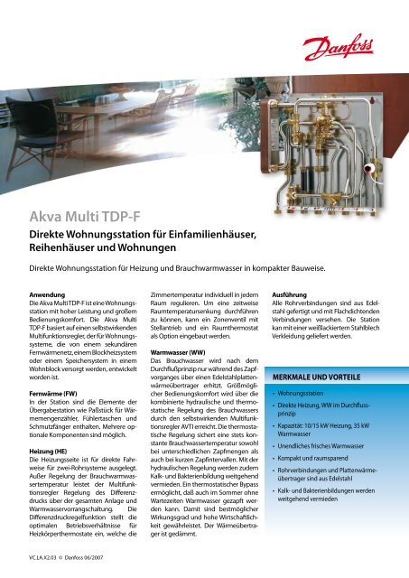 Akva Multi TDP-F - FernwÃ¤rme-Komponenten - Danfoss GmbH