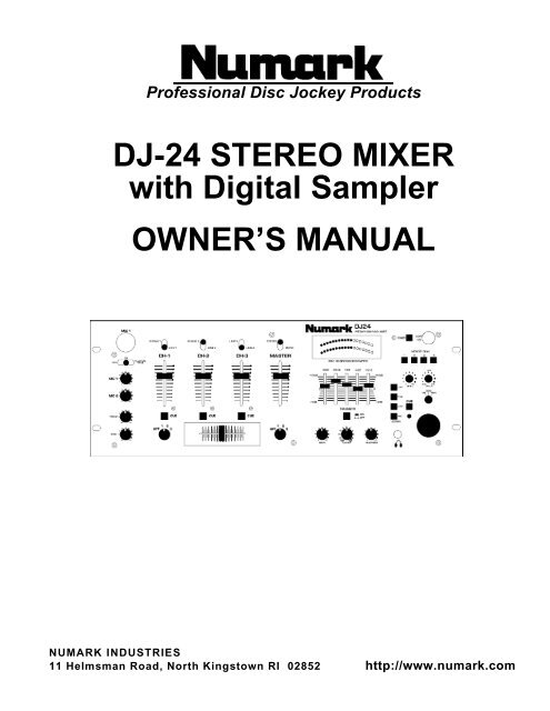 DJ-24 STEREO MIXER with Digital Sampler OWNER'S ... - Numark