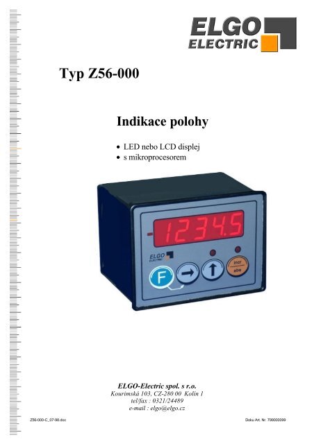 Typ Z56-000 Indikace polohy - ELGO Electric GmbH