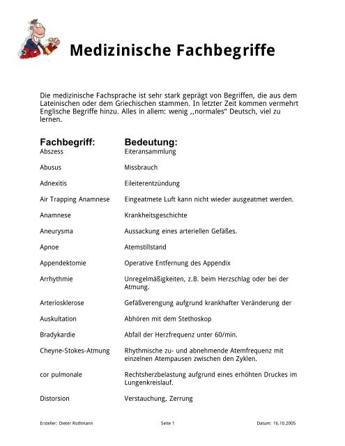 Medizinische Fachbegriffe - Physis-web.de